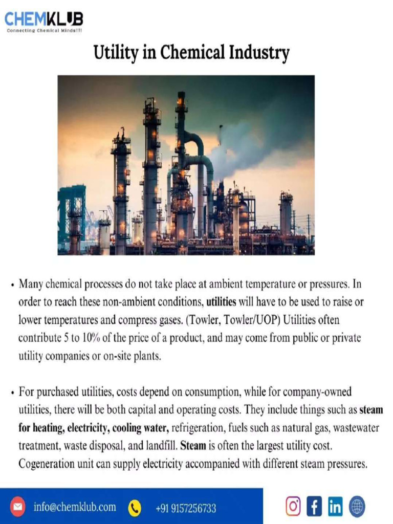 Utility in Chemical Industry | PDF