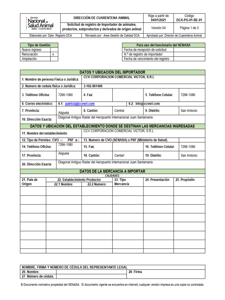 Requisitos para CVO SENASA en Costa Rica | PDF | Documento de identidad