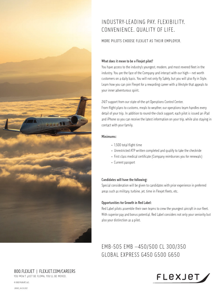 Flexjet Pilot Advantages Apr2022 | Download Free PDF | Aviation