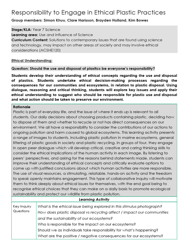 Handout Ethical Activity | PDF | Waste Management | Reason