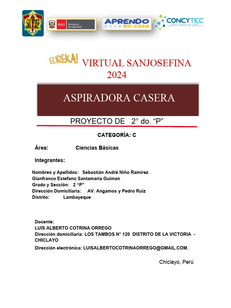 FORMATO Proyecto EUREKA 202 4 | Descargar gratis PDF | Teoría | Cognición