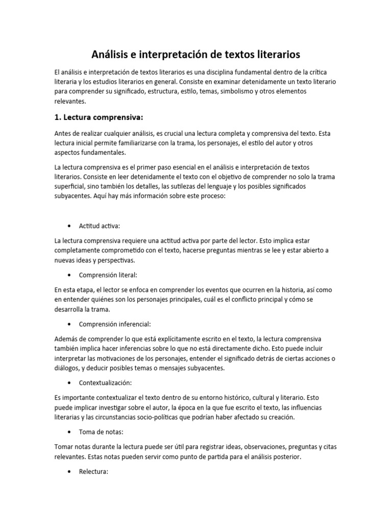 Análisis de Textos Literarios: Guía Completa | PDF | Autor