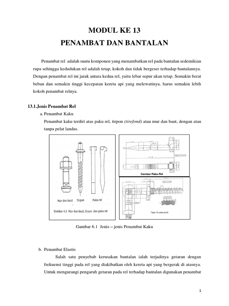 Jenis dan Fungsi Penambat serta Bantalan Rel | PDF | Griya & Taman ...
