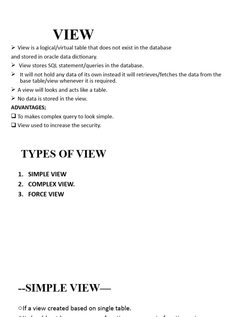 Understanding Oracle Views and Types | PDF | Information Technology ...