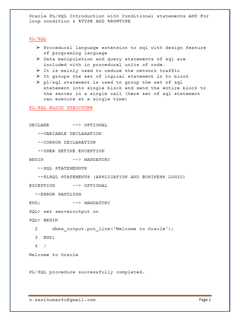 Condition and Control Statements | PDF | Pl/Sql | Control Flow
