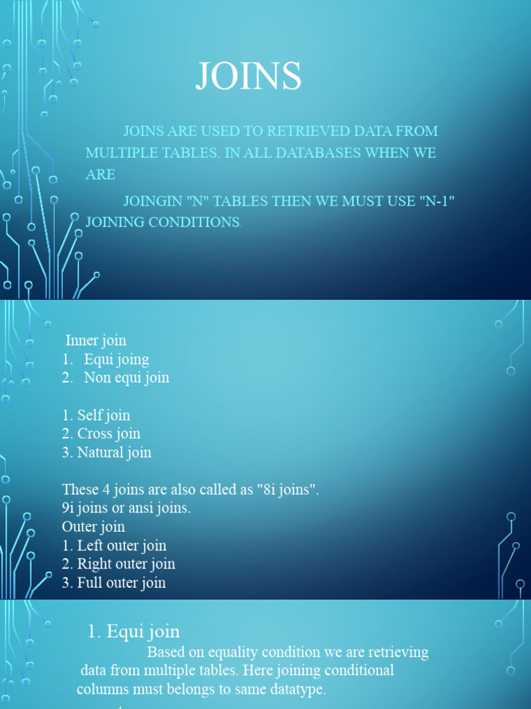 Joins | PDF | Information Technology Management | Computer Programming