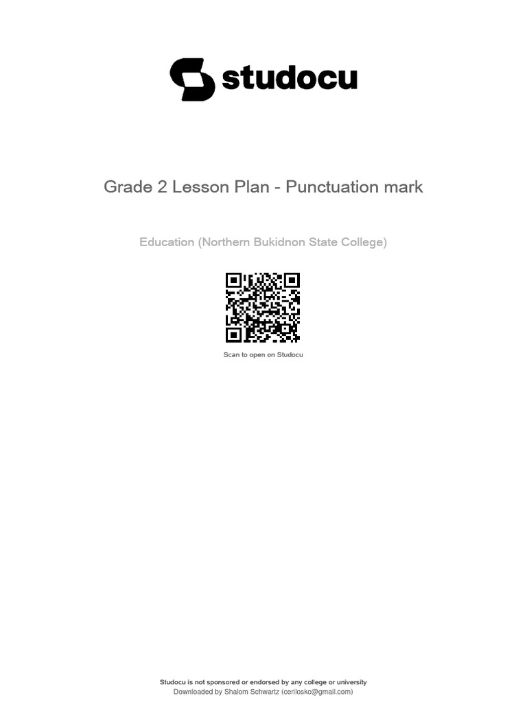 Grade 2 Punctuation Lesson Plan | PDF | Lesson Plan | Learning