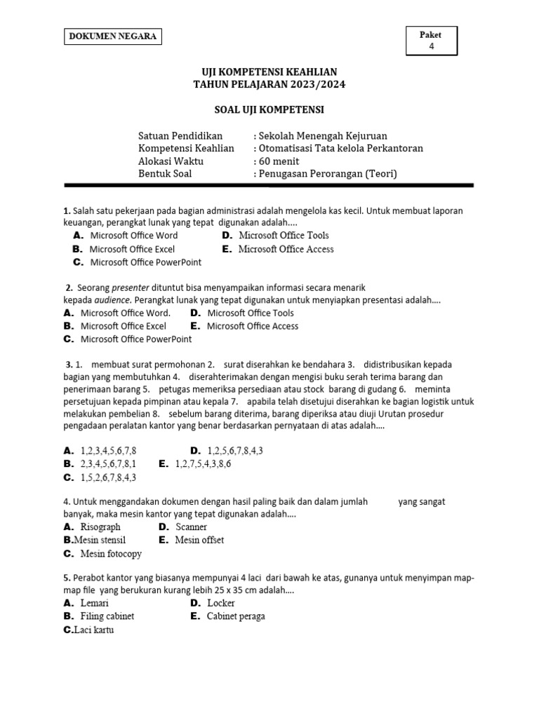Soal Teori Ukk 2024 | PDF