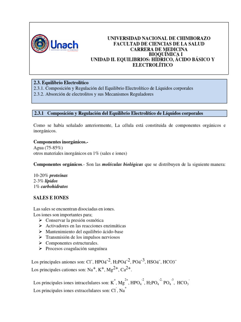 6 Equilibrio Electrolitico | PDF | Sodio | Potasio