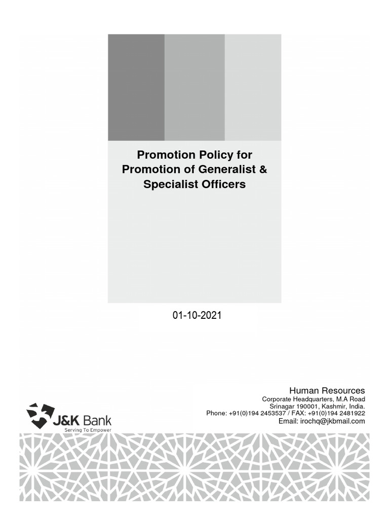 Officers Promotion Policy Version (2.0) | PDF | Career & Growth