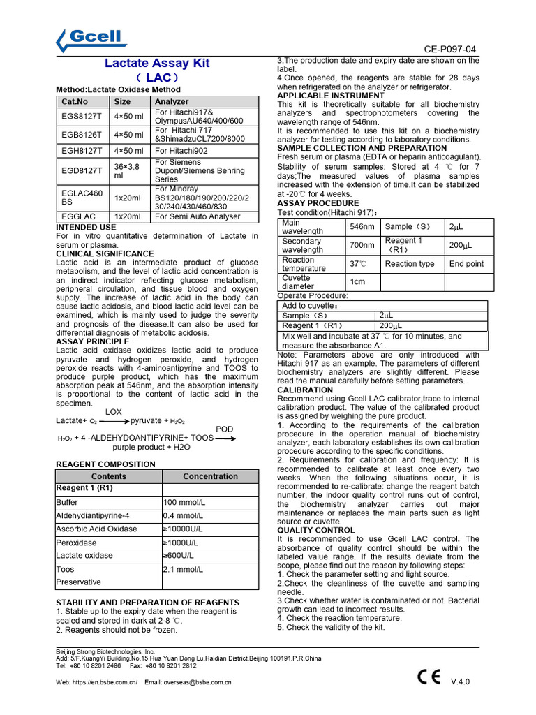 BSBE - Package Insert of LAC | PDF | Lactic Acid | Hydrogen Peroxide