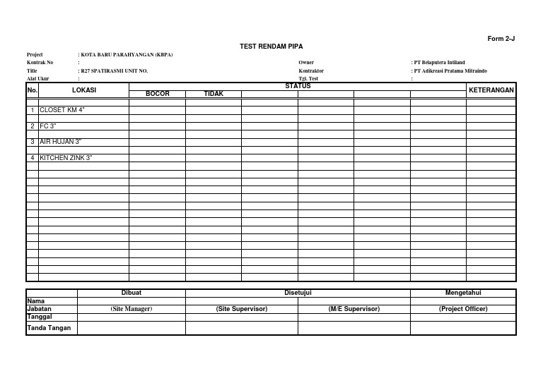 Test Rendam Pipa | PDF