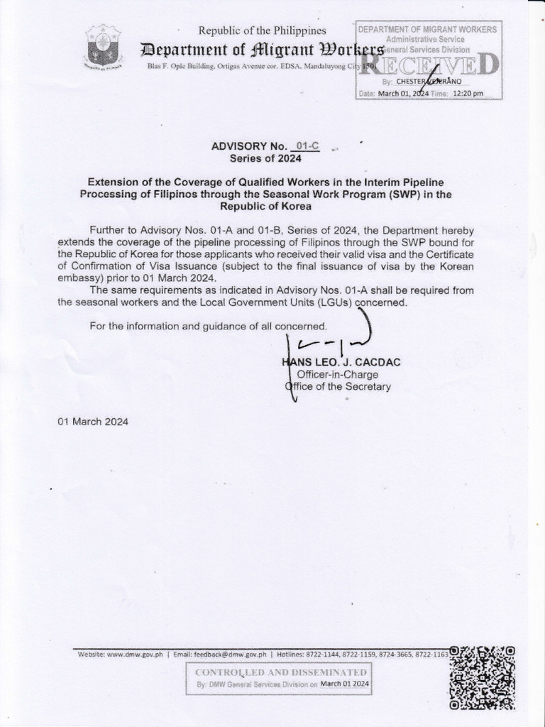 DMW Advisory 01 C 2024 | PDF