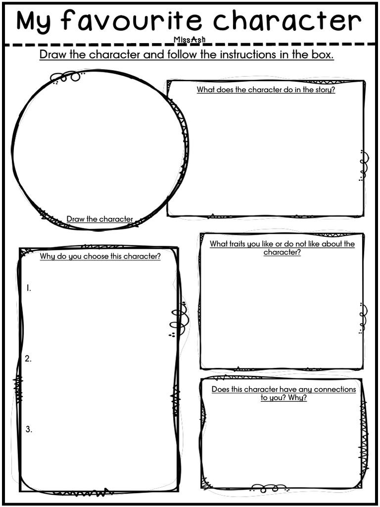 Favourite Character Drawing Worksheet | PDF | Self-Improvement
