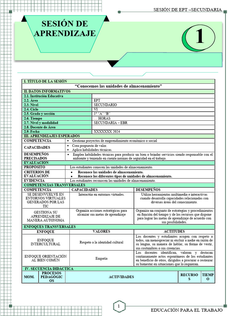 1º Ses Act 1 - Ept 2024 | PDF | Aprendizaje | Maestros