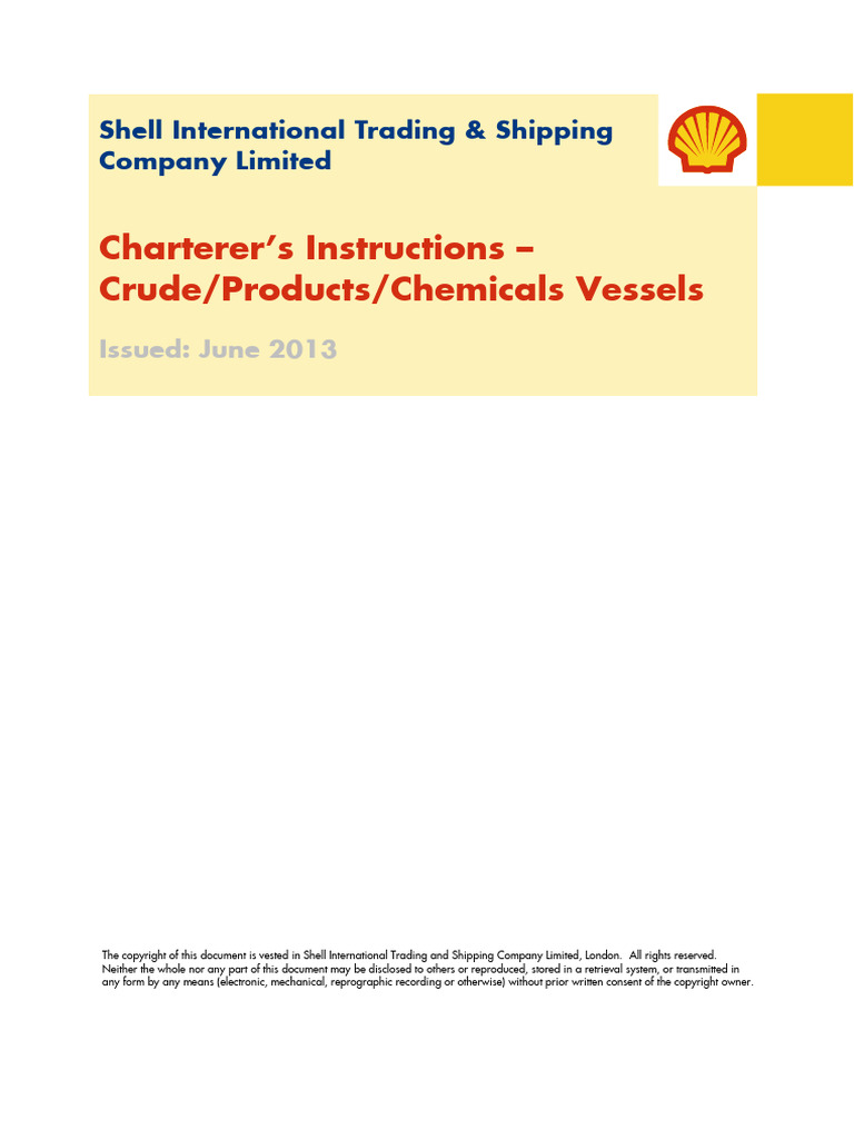 Shell Charterers Instructions Rev - June2013 | PDF | Bill Of Lading | Cargo