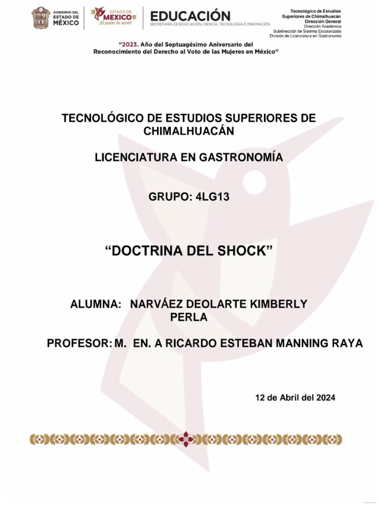 Ensayo Doctrina de Shock | PDF