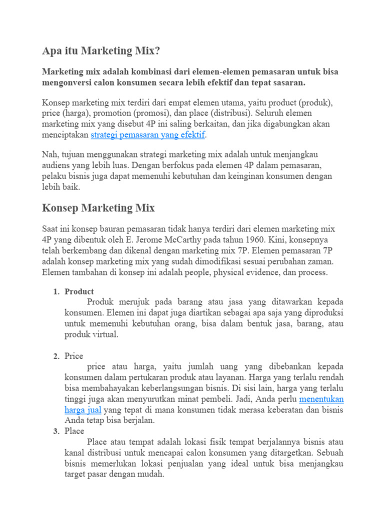 rangkuman marketing mix | PDF