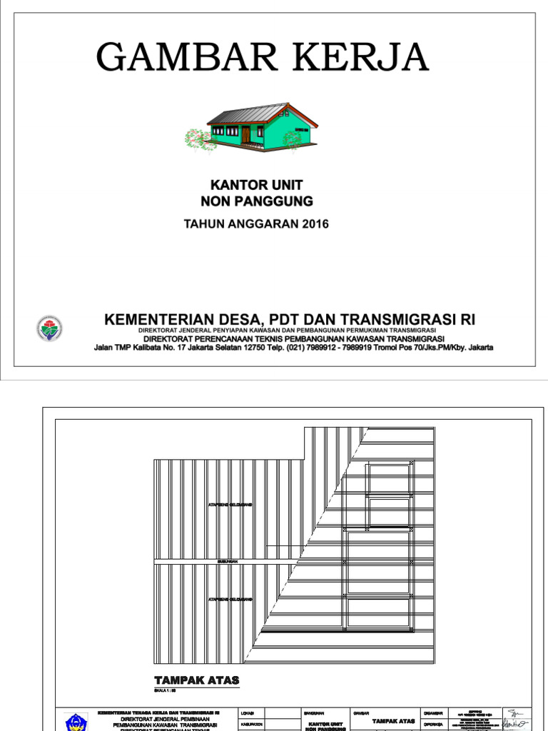 Gambar Kerja Kantor Unit Non Panggung (2016) | PDF