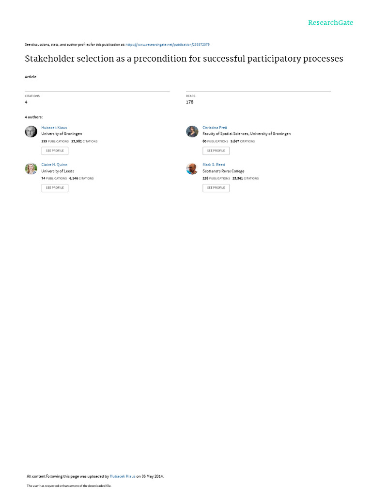 Stakeholder Selection As A Precondition For Succes | PDF ...