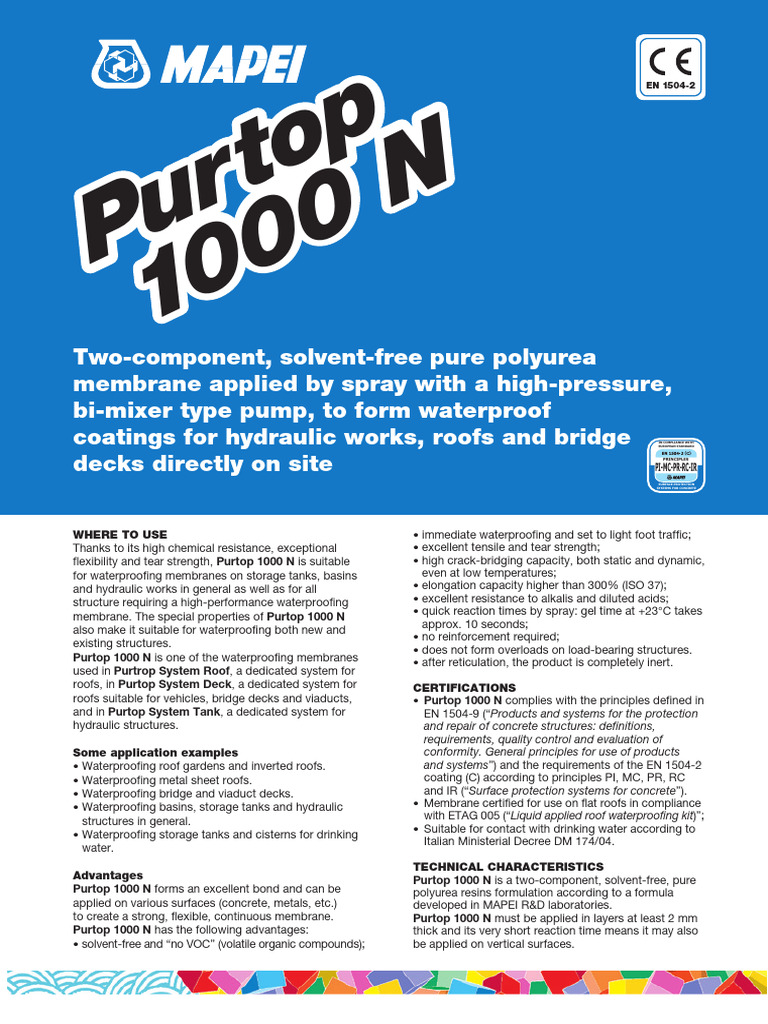 Purtop 1000 N Waterproofing Solutions | PDF | Concrete | Physical Sciences