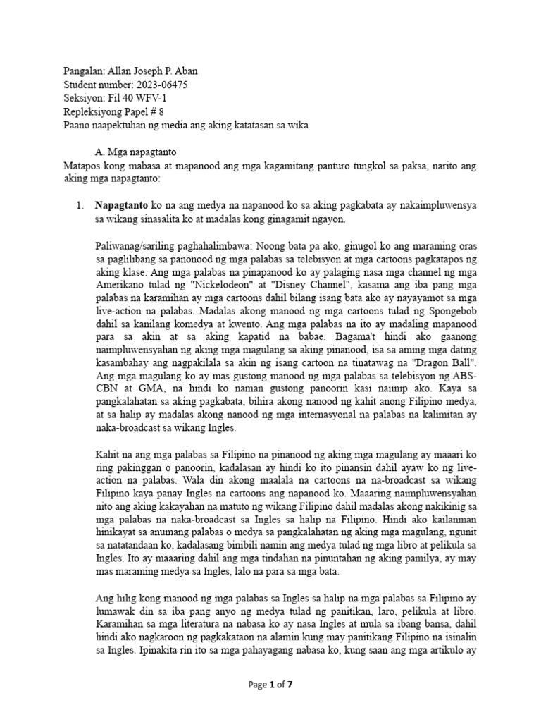 Paksa 8 Filipino Version 1 | PDF