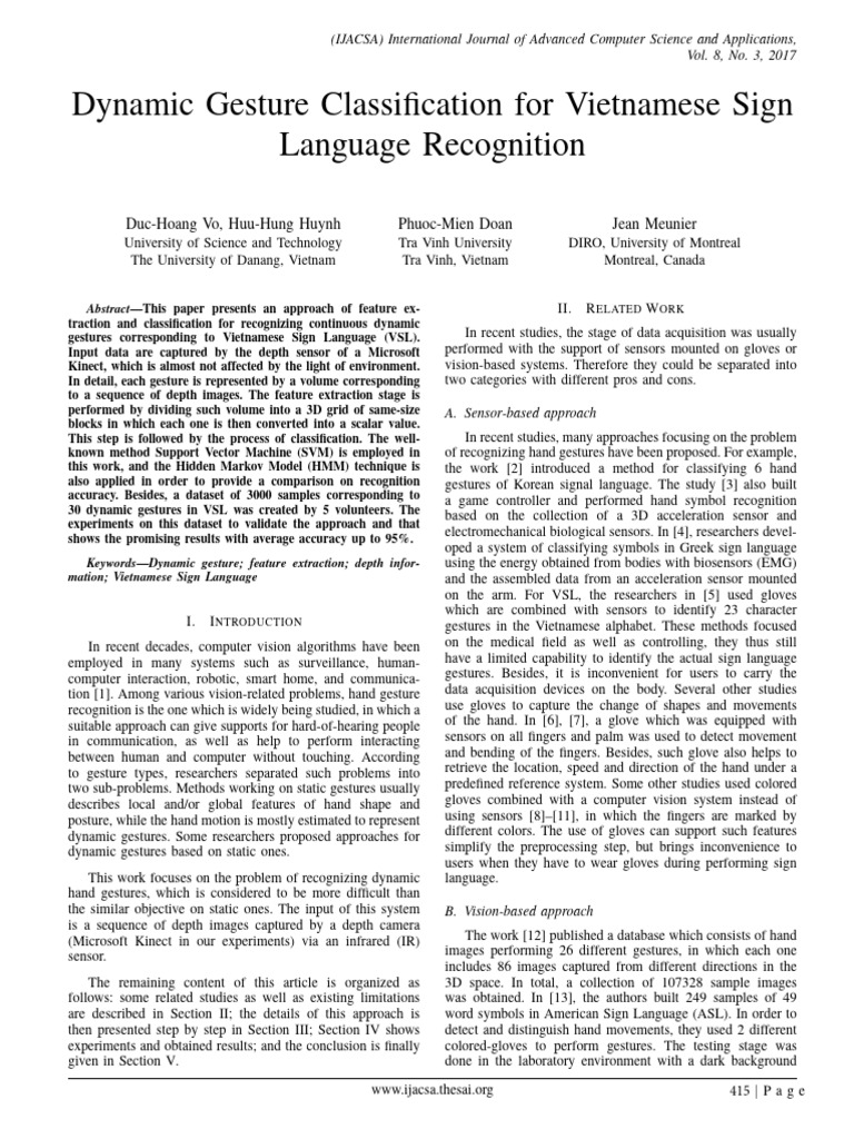 Dynamic Gesture Classification For Vietnamese Sign | PDF | Support ...
