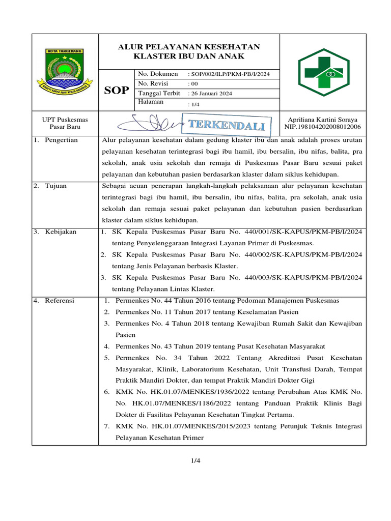 SOP ILP 002 PB 2024 Alur Pelayanan Pasien Kluster 2 | PDF