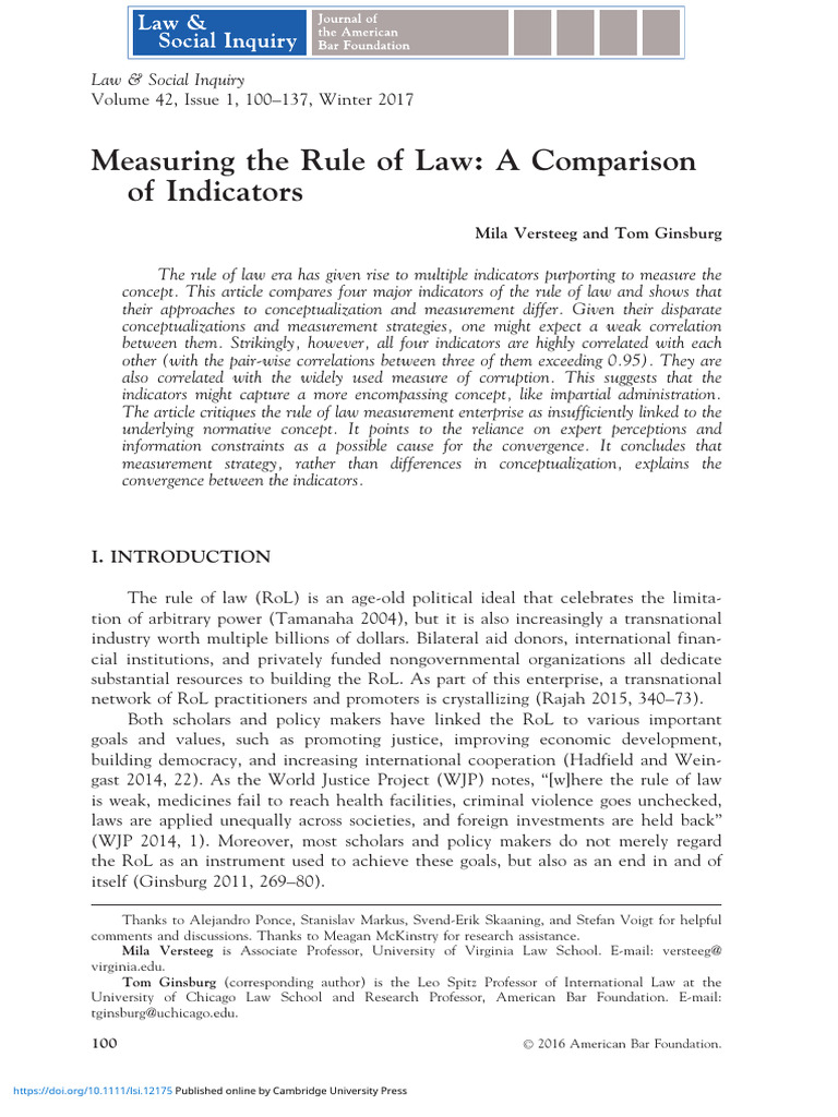 Measuring The Rule of Law A Comparison of Indicators | PDF | Rule Of ...
