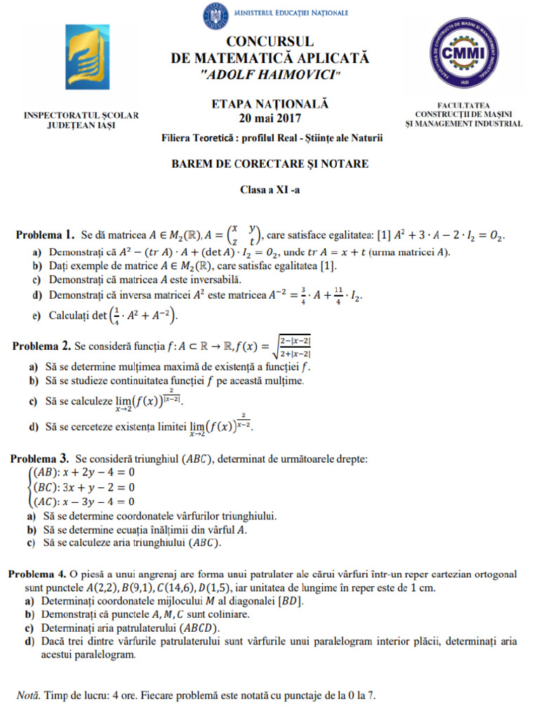 Nationala Cls11 2017 Subiect | PDF