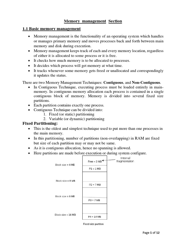 Memory Management Pdf Computer Data Storage Computing