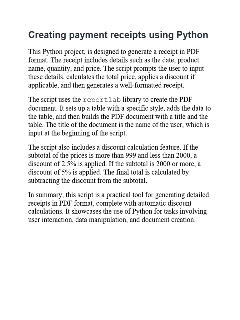 Python Project | PDF | Receipt | Process (Computing)