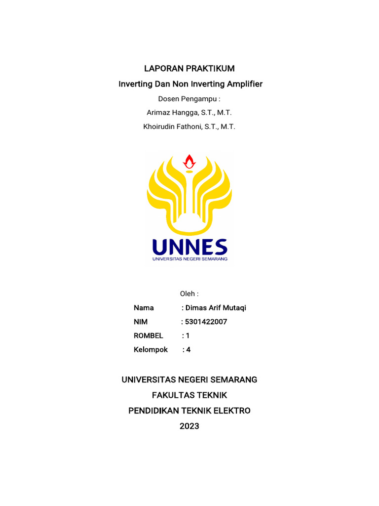 Dimas Arif M - Laporan Praktikum Inverting Dan Non Inverting Amplifier ...