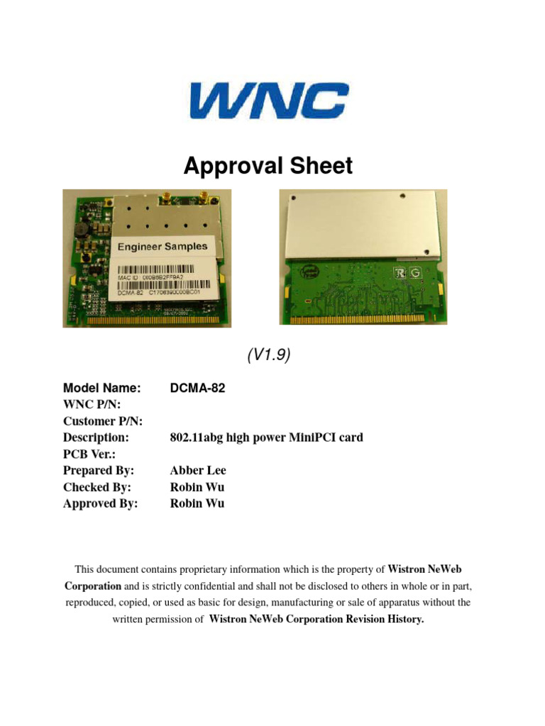Wistron DCMA-82 Network Device Approval | PDF | Ieee 802.11 | Computer ...