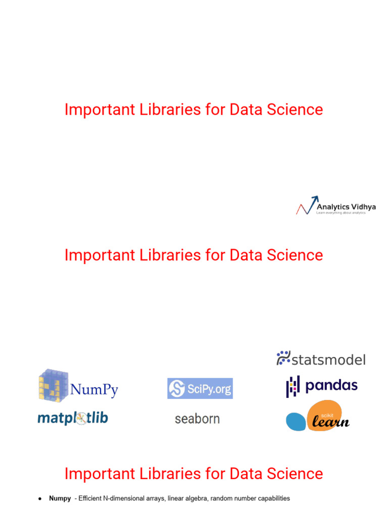 Important Libraries For Data Science | PDF | Python (Programming Language) | Data Type