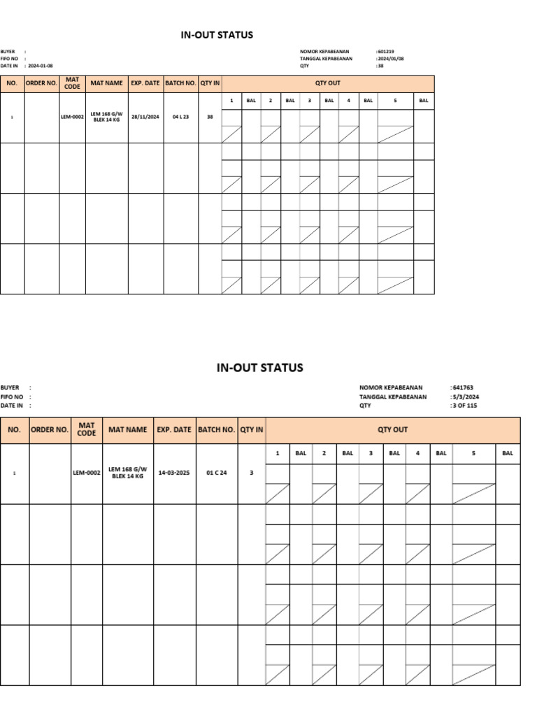 Form Fifo Lem - Stock | PDF