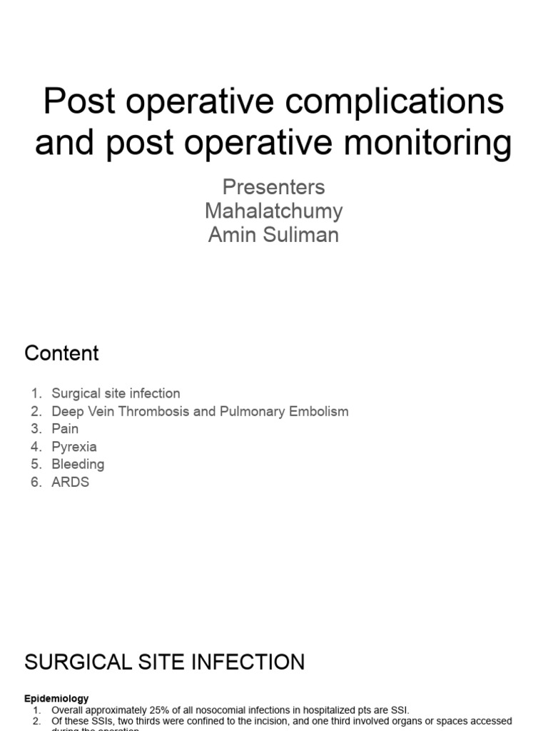 Post-Operative Complications Overview | PDF | Opioid | Surgery