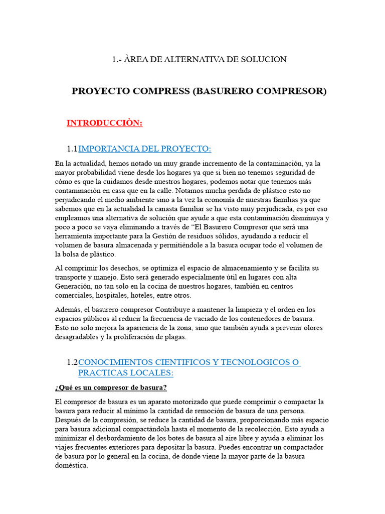 Cyt, Proyecto Compress - 5ºc | PDF | Residuos | Vertedero