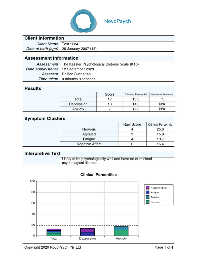 k10 Percentiles Depression Anxiety | PDF | Major Depressive Disorder ...