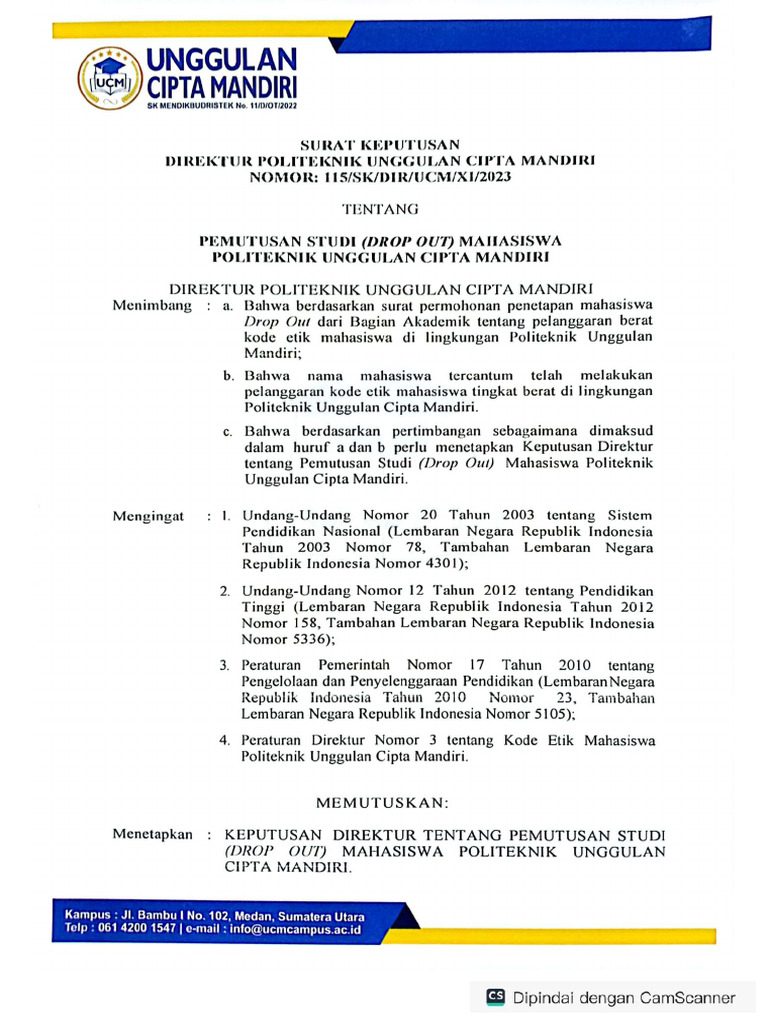 115-SK DO Mahasiswa-Andre Marhaposan | PDF