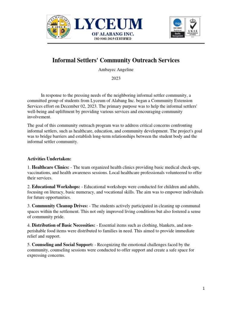 Ambayec Narrative Report | PDF | Community | Health Care
