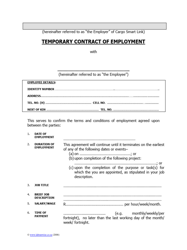 Basic Contract Temporary | PDF | Employment | Sick Leave