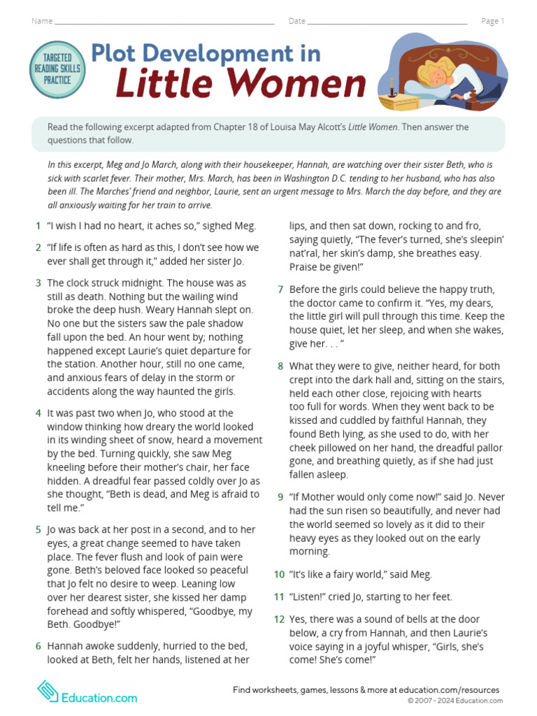 Targeted Reading Skills Practice Plot Development in Little Women | PDF ...
