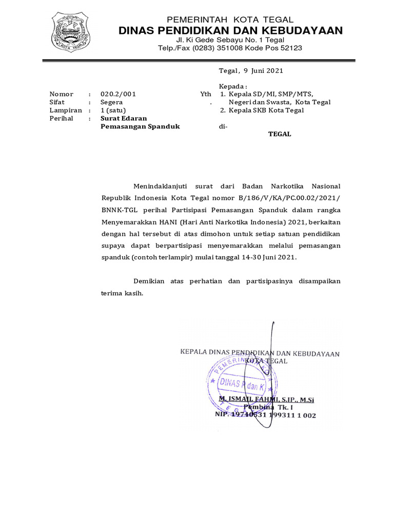 Surat Edaran Pemasangan Spanduk HANI | PDF