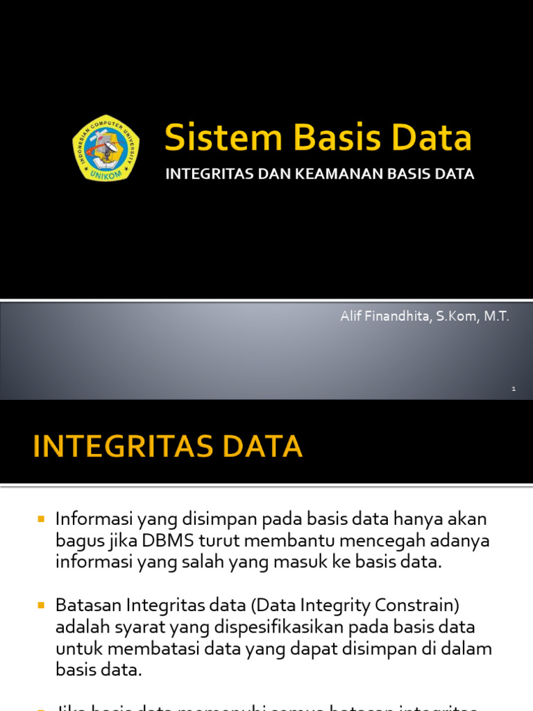 2 - Sistem Basis Data - Integritas dan Keamanan Data | PDF