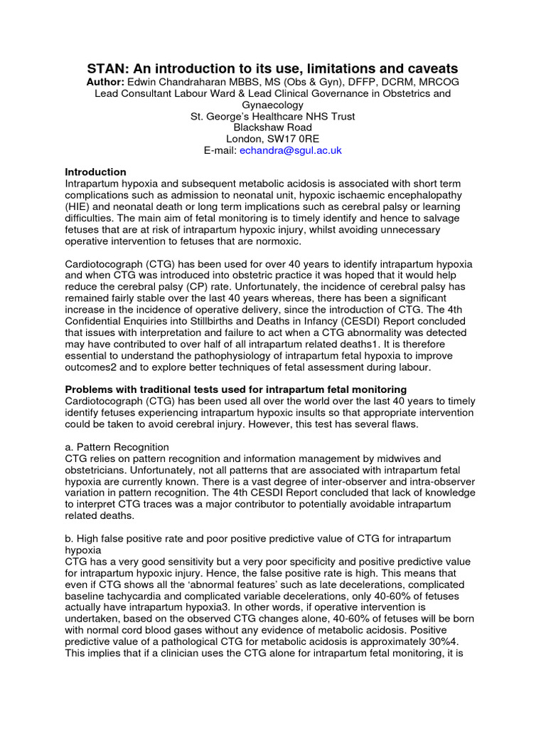 Understanding STAN in Fetal Monitoring | PDF | Electrocardiography ...