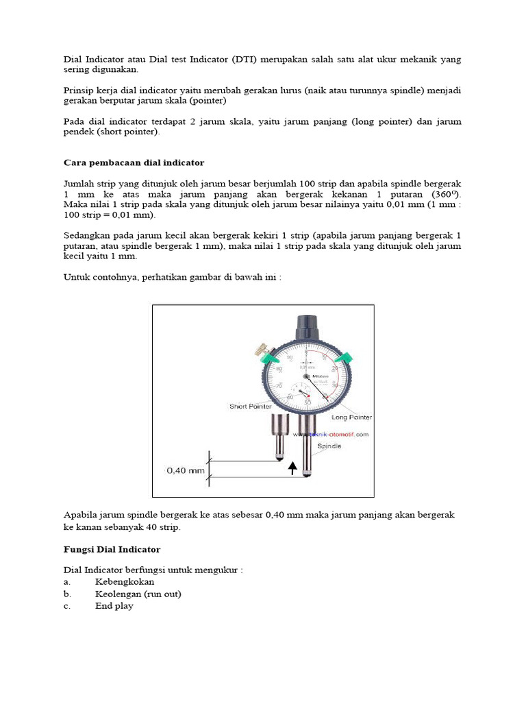 Dial Indicator Atau Dial Test Indicator Pdf