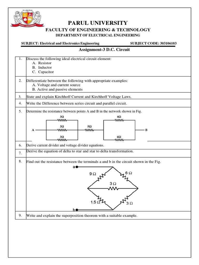 EEE Assignment | PDF | Electrical Network | Ac Power