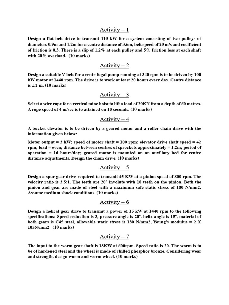Activity sheetDTS | PDF | Gear | Belt (Mechanical)