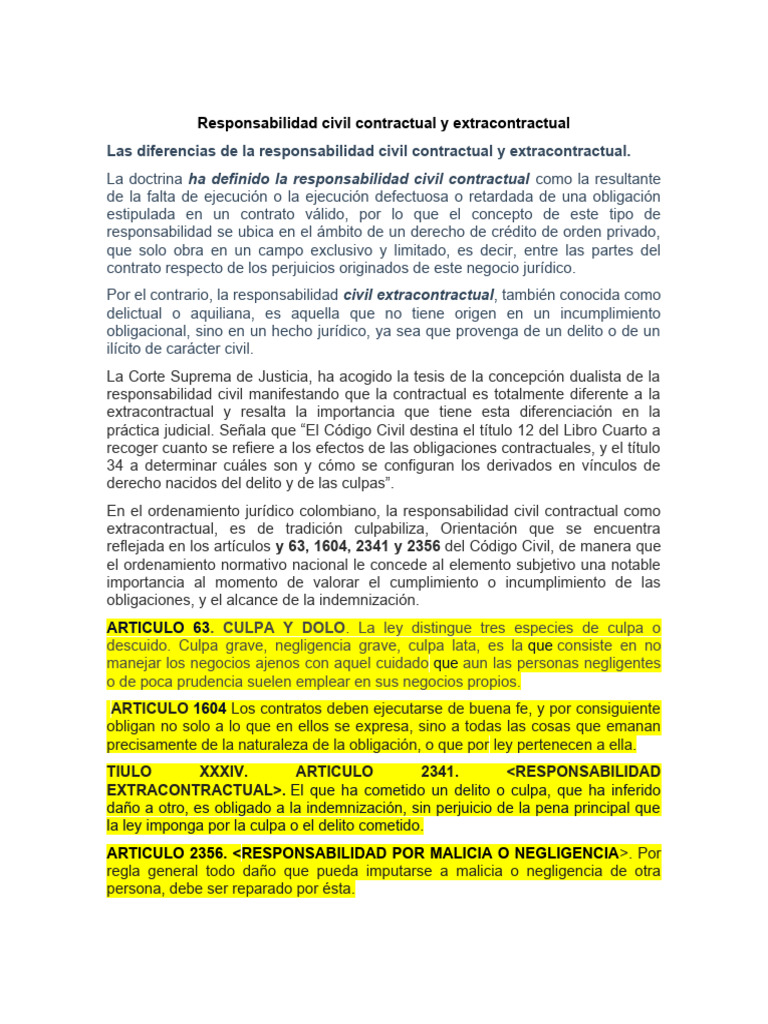 Diferencias entre Responsabilidad Civil | PDF | Responsabilidad legal ...